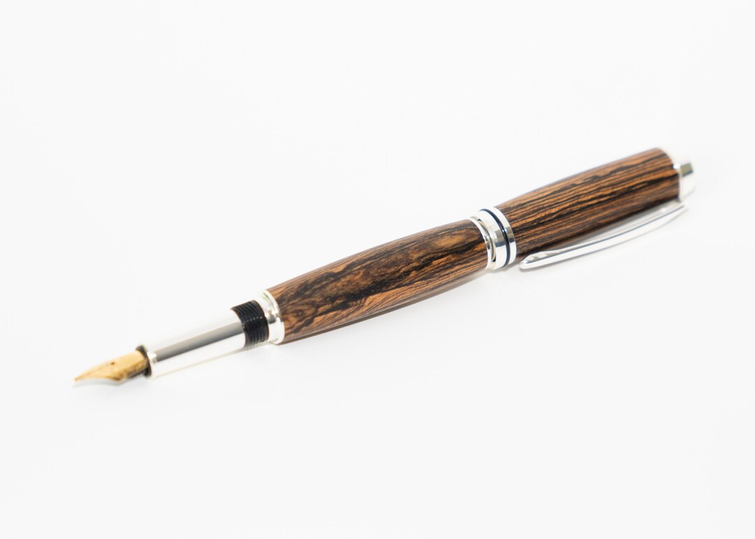 Refillable Pen, Fountain Pen, African Bocote Wood, Handmade Pen, Lathe ...