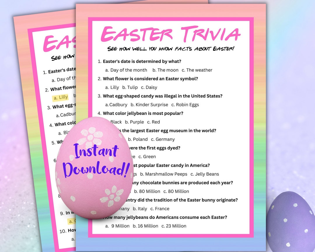 Easter Trivia Game | Easter Games | Instant Download - Etsy