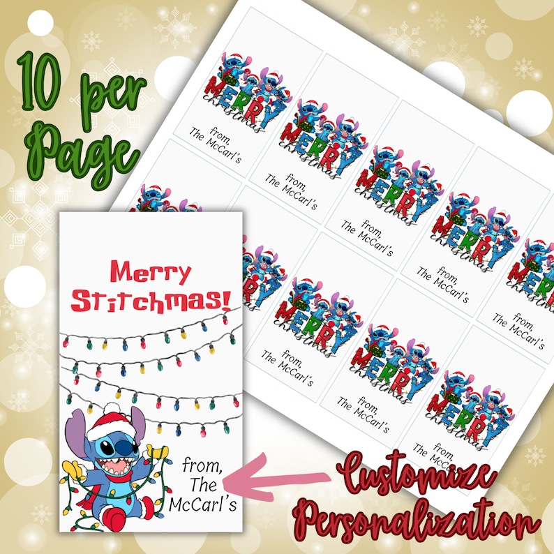 Stitch Christmas Gift Tags Printable - Instant Download With ...