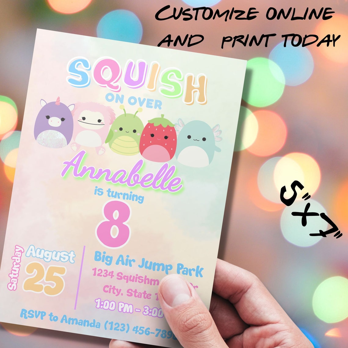 Squishmallow Birthday Invitation Squishmallow Editable - Etsy