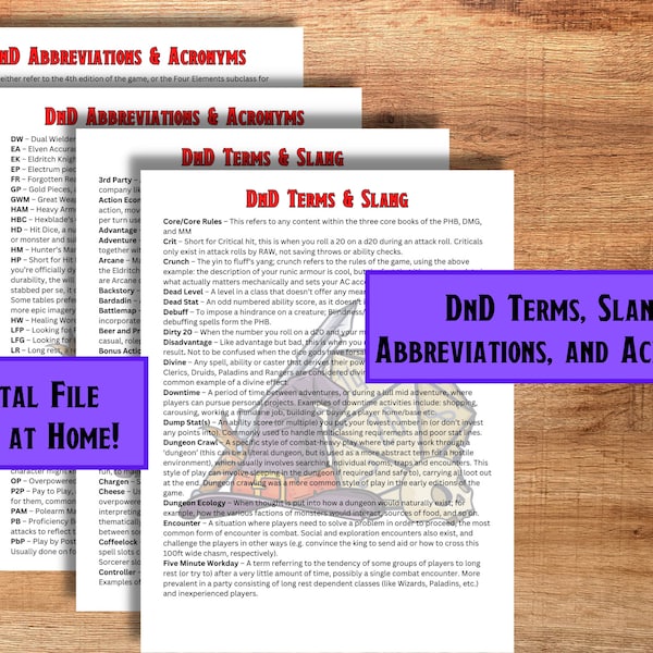 Dungeons Dragons Printable - Etsy