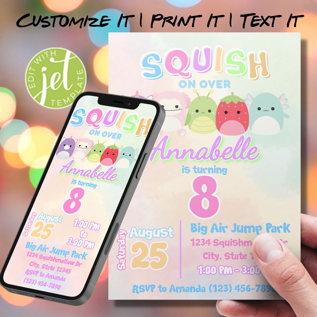 Squishmallow Birthday Invitation | Squishmallow Editable Invitation ...