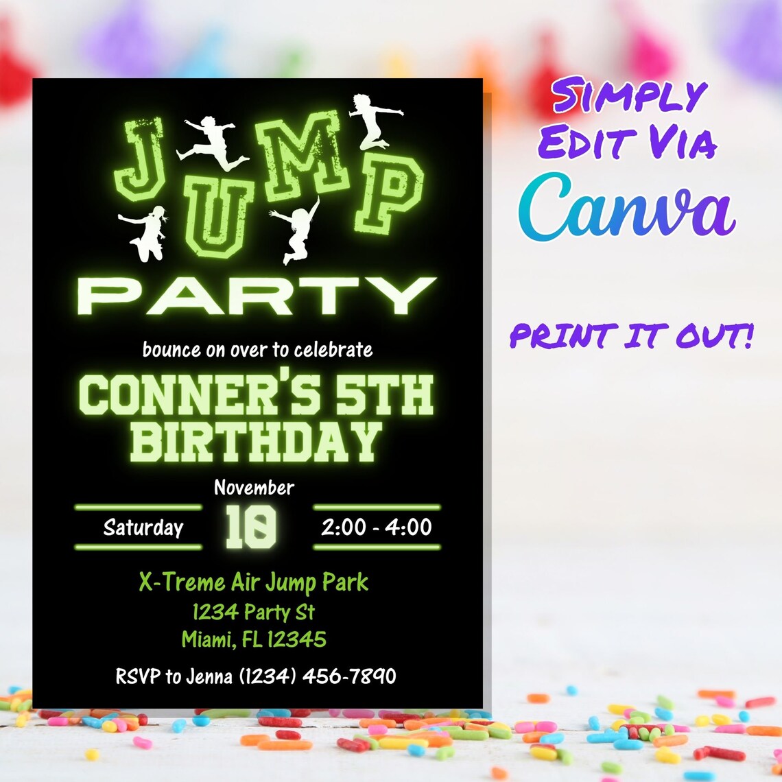 Trampoline Park Birthday Invitation, Jump Party, Jump Park Invitation ...