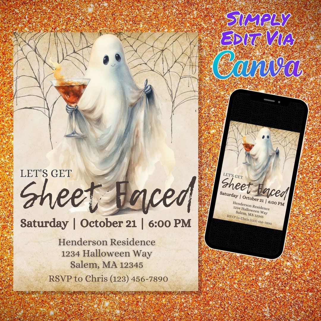 Halloween Party Sheet Faced Invitation, Adult Halloween Party, Adult ...