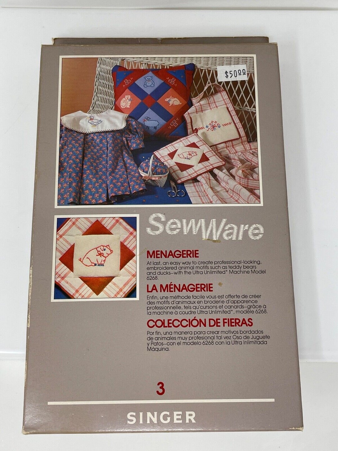 Singer Sewware #3 Cartridge 6268 Embroidery Software Menagerie Animal ...