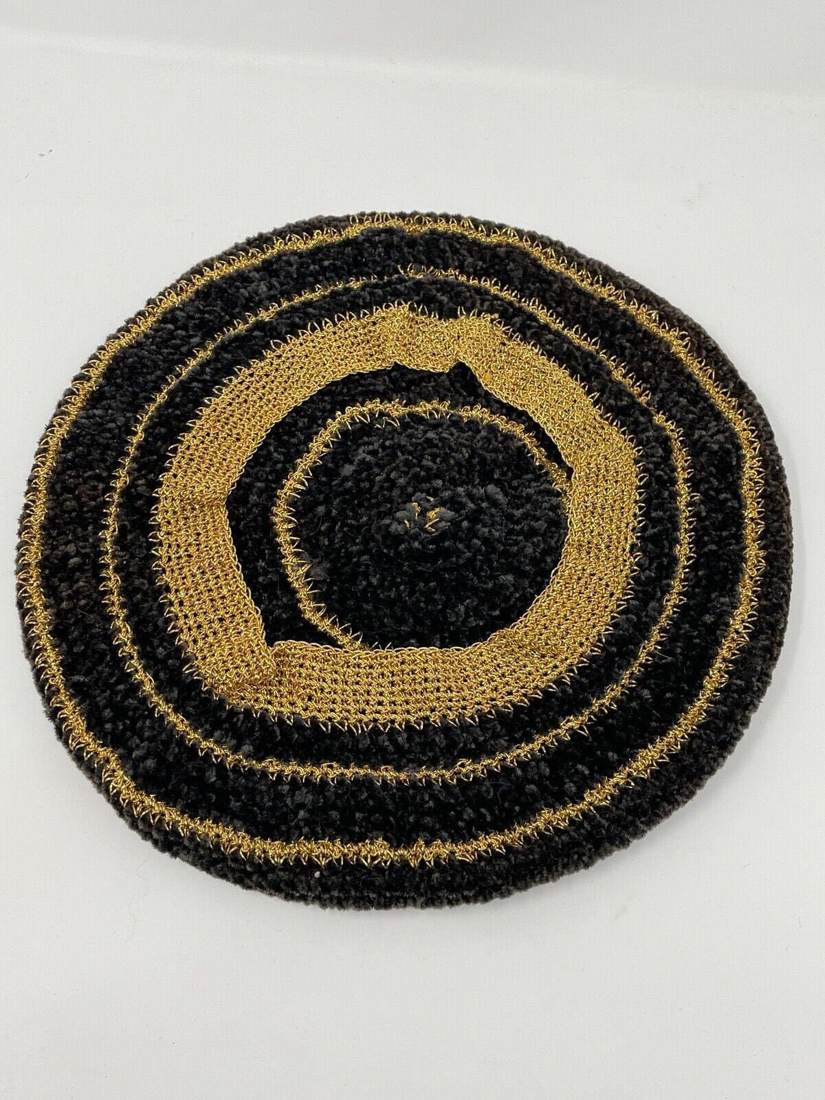 Vintage Black & Gold Beret Hat - Etsy