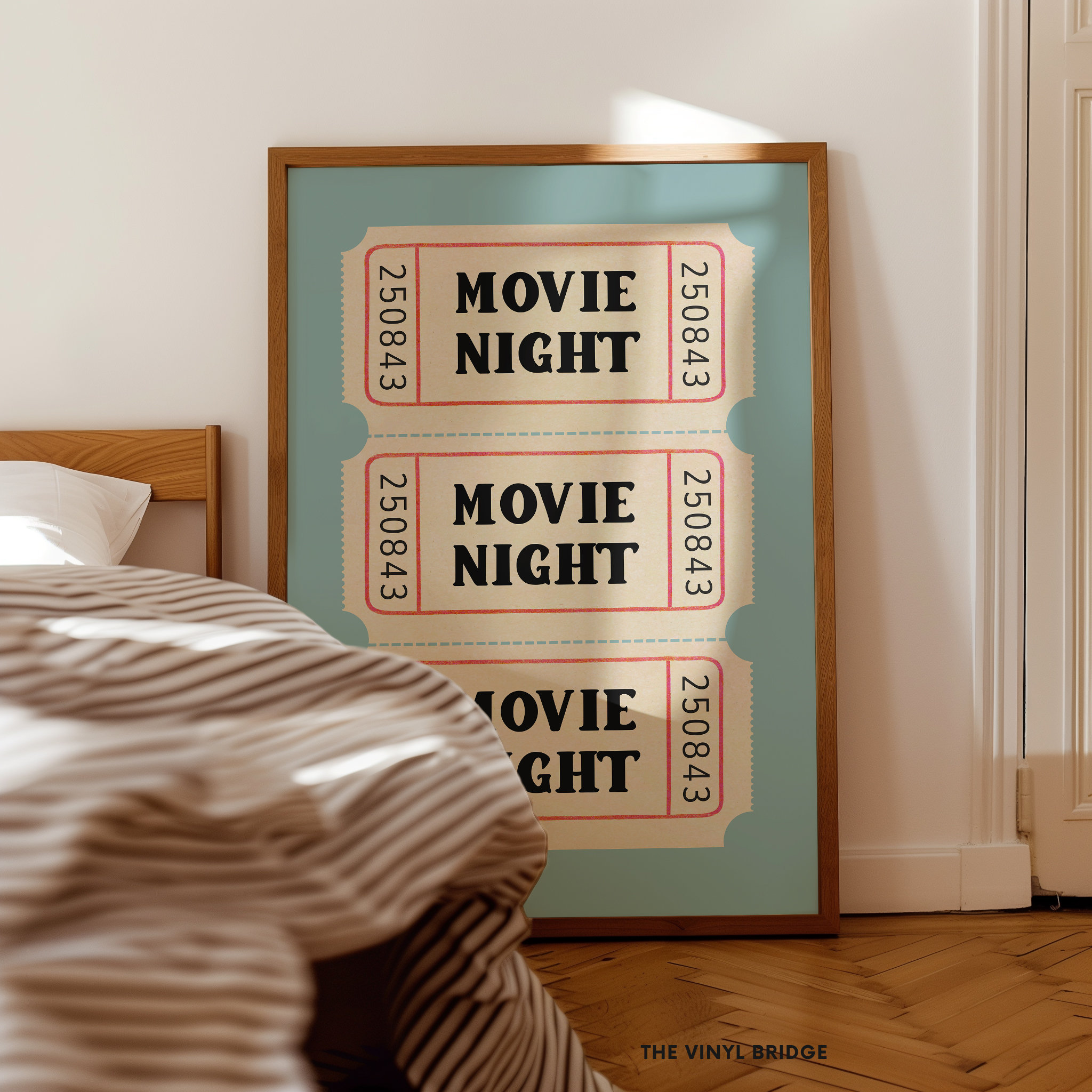 Movie Night Tickets Print | Retro Cinema Film Printable | Green Blue ...