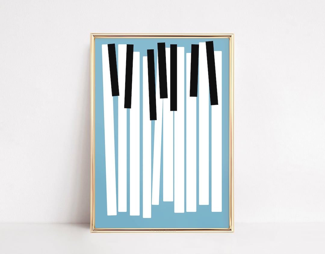 Piano Keys Wall Art | Retro Music Printable | Music Illustration ...