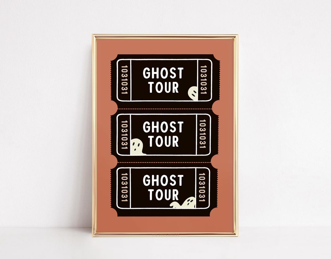 Ghost Tour Ticket Art | Cute Spooky Print | Boho Halloween Wall Decor ...