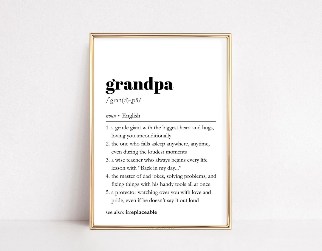 Grandpa Definition Print | Birthday Gift for Papa | Grandfather Wall ...