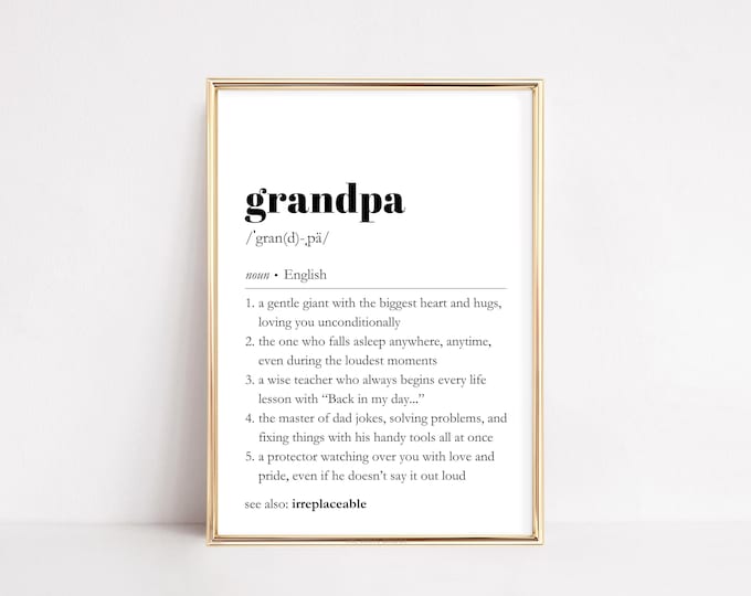 Custom Grandpa Definition Line Art | Minimalist Family Drawing ...