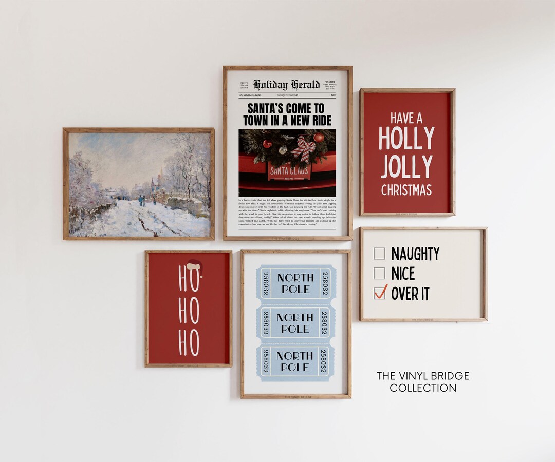 Funny Christmas Wall Decor | Set of 6 Prints | Holiday Office Art ...