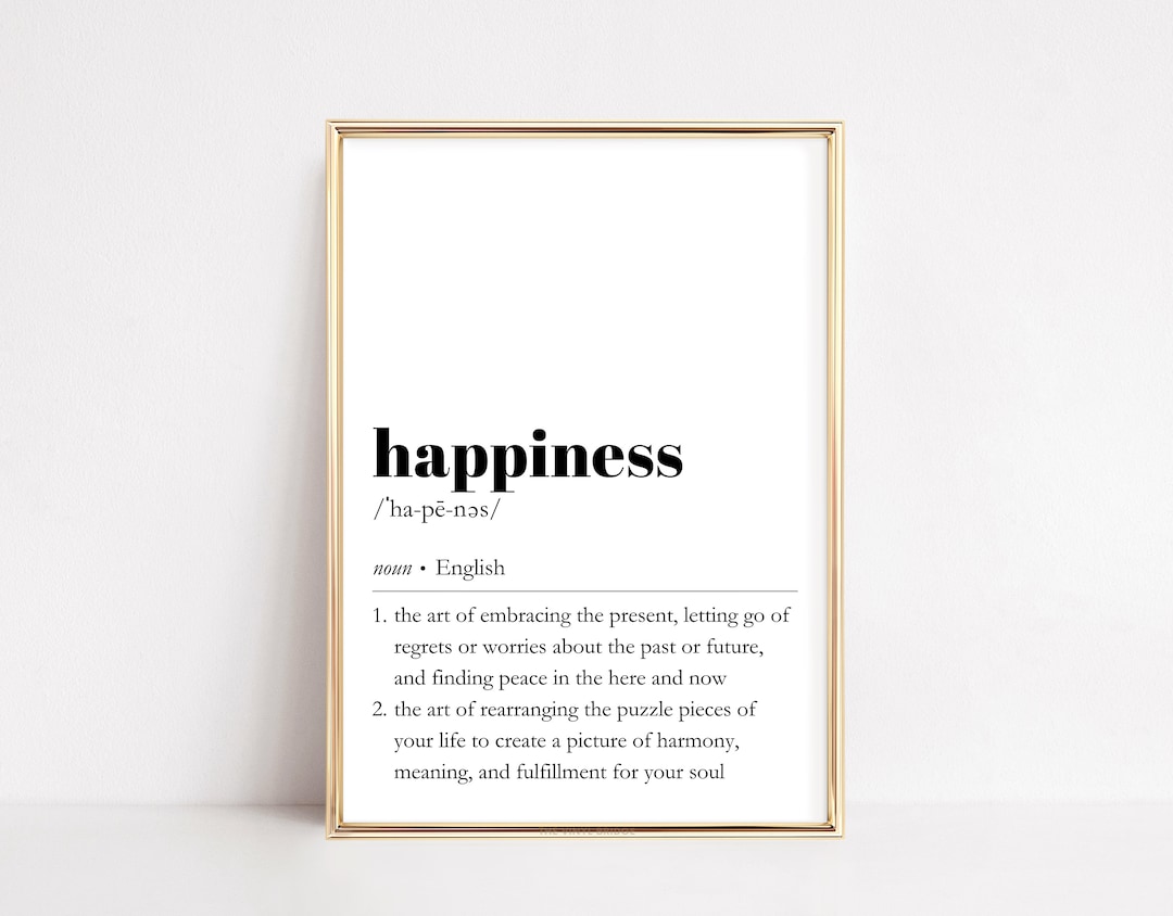 Happiness Definition Print | Dictionary Poster | Mindset Printable ...