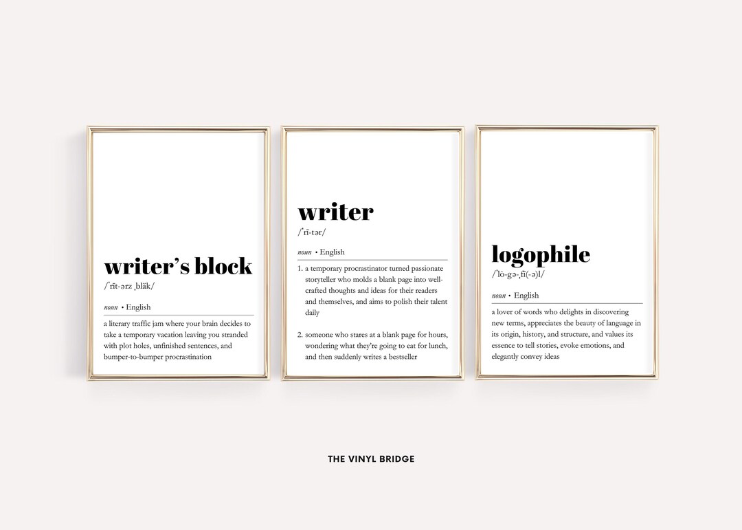 Writer Definition Wall Art | Set of 3 Prints | Writing Motivation ...