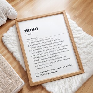 Mom Definition Print | Mother's Day Gift | Mother to Be Wall Art | New ...