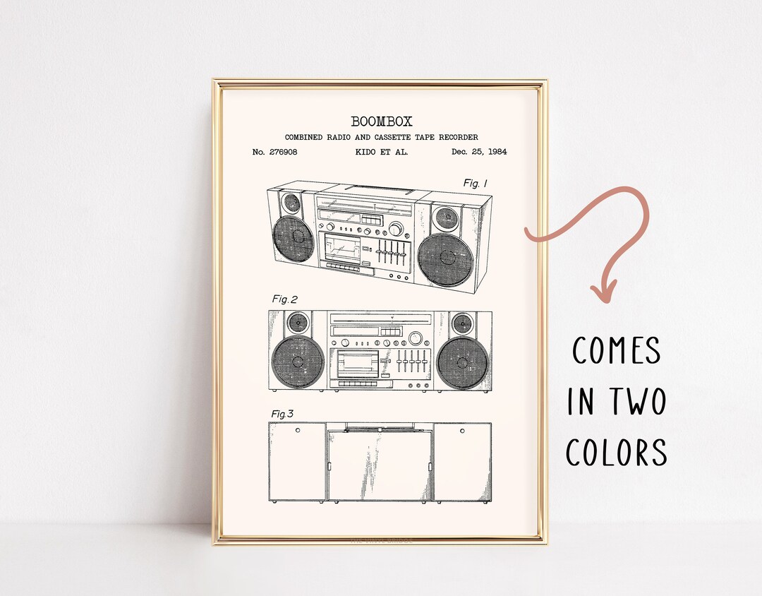 Boombox Patent Prints | Music Blueprint Drawing | Old School Hip Hop ...