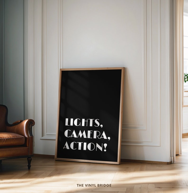 Lights Camera Action Print Cinema Quote Poster Motion Pictures ...