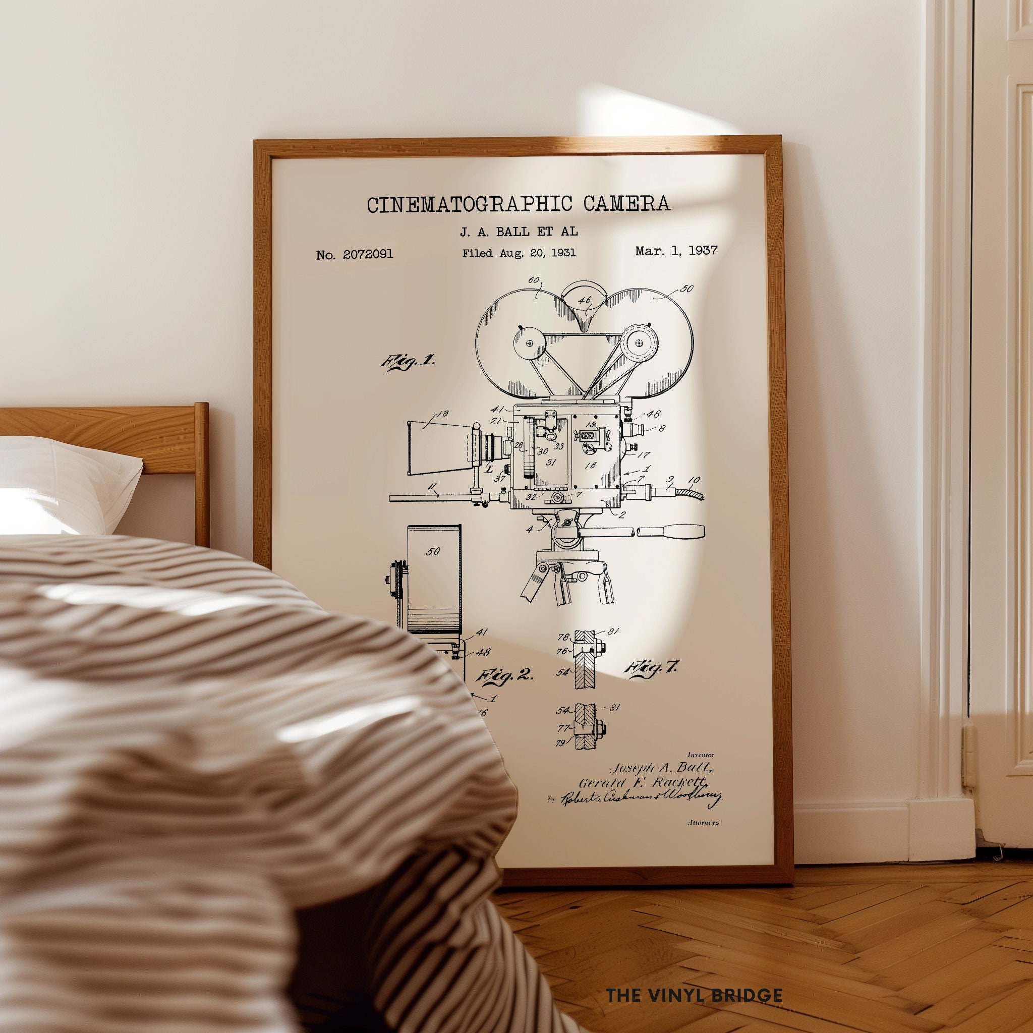 Movie Camera Patent Blueprint Wall Art Cinema Drawing Printable Retro ...