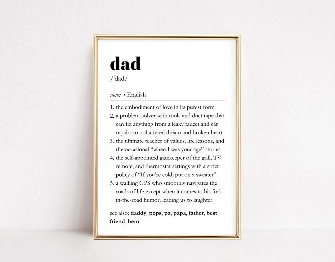 Dad Definition Print Father's Day Gift Pops to Be Wall Art New Daddy ...