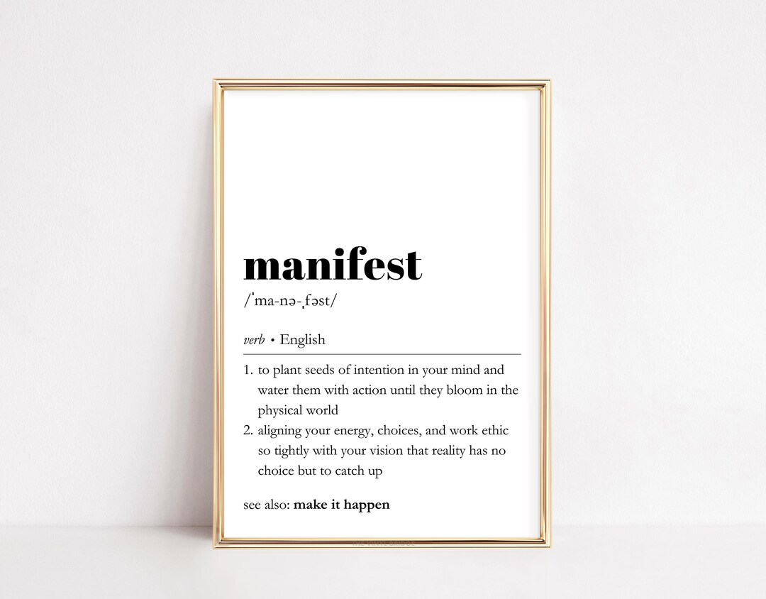 Manifest Definition Print | Dictionary Art | Affirmation Wall Decor ...