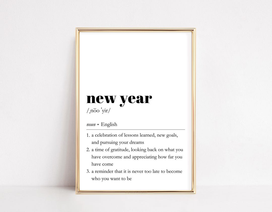 New Year Definition Print | NYE Wall Decor | Dictionary Art | New Years ...