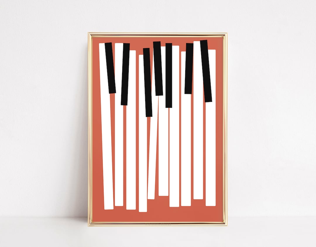 Jazz Piano Keys Print | Quirky Music Instrument Poster | Retro Keyboard ...