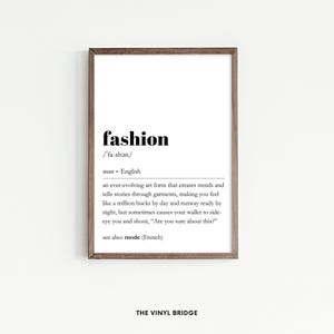 Fashion Definition Print | Funny Dictionary Poster | Luxury Wall Art ...