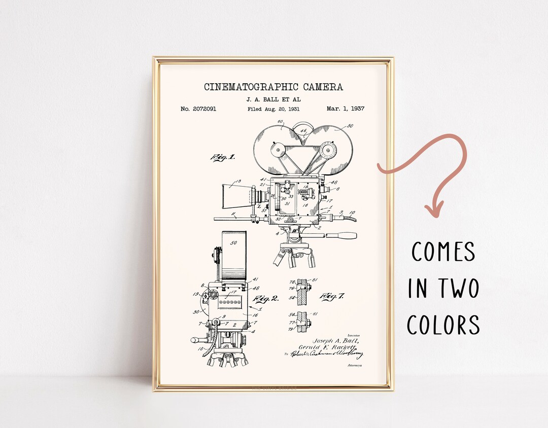 Movie Camera Patent | Blueprint Wall Art | Cinema Drawing Printable ...