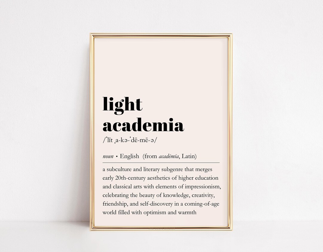 Light Academia Definition | Dictionary Print | Neutral Bookish Wall Art ...