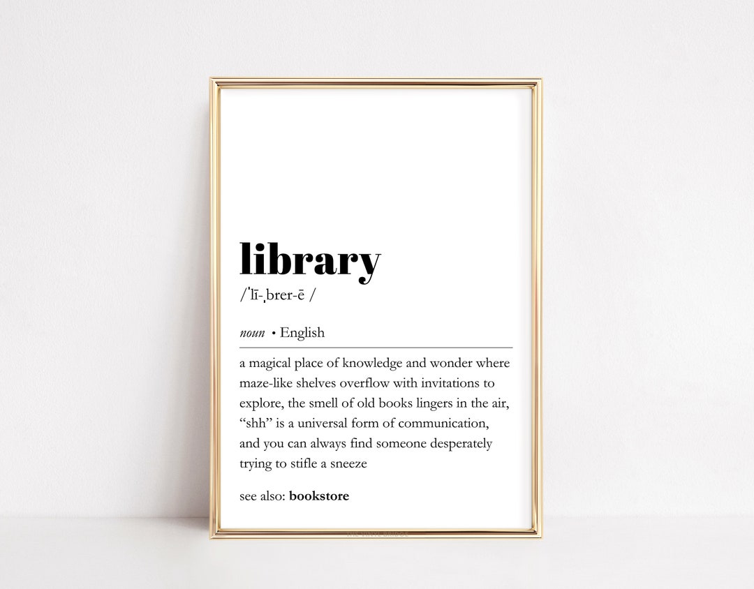 Library Definition Print | Funny Dictionary Decor | Bookish Quote ...