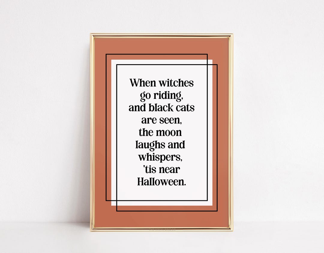 Halloween Poem Print | When Witches Go Riding | Wall Art for Spooky ...