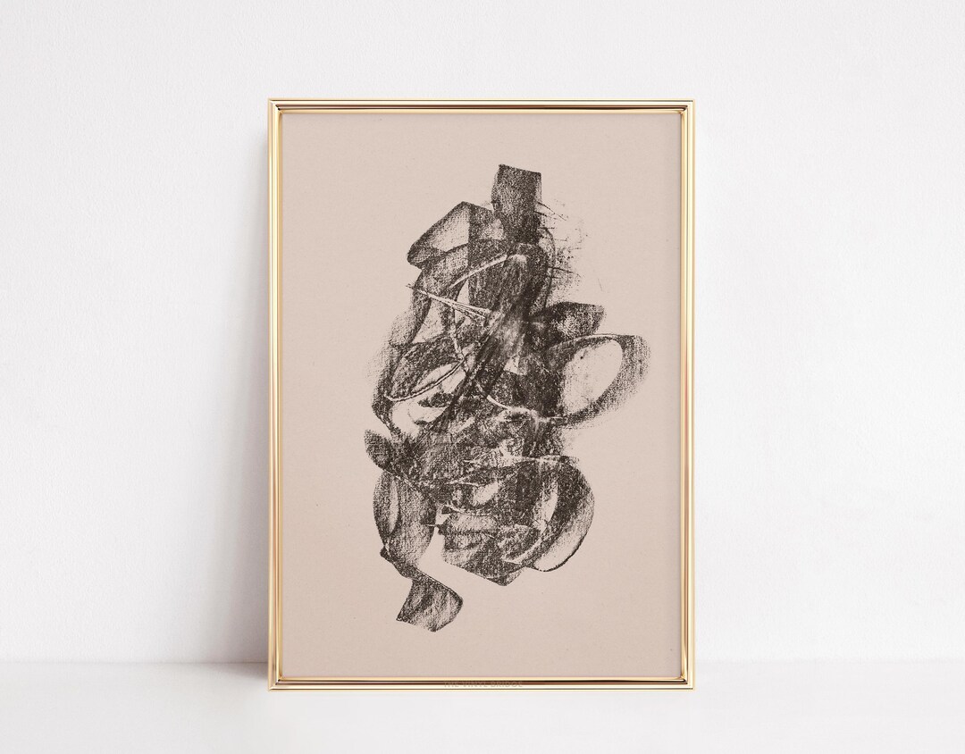 Charcoal Drawing Printable | Abstract Sketch Art Print | Modern ...