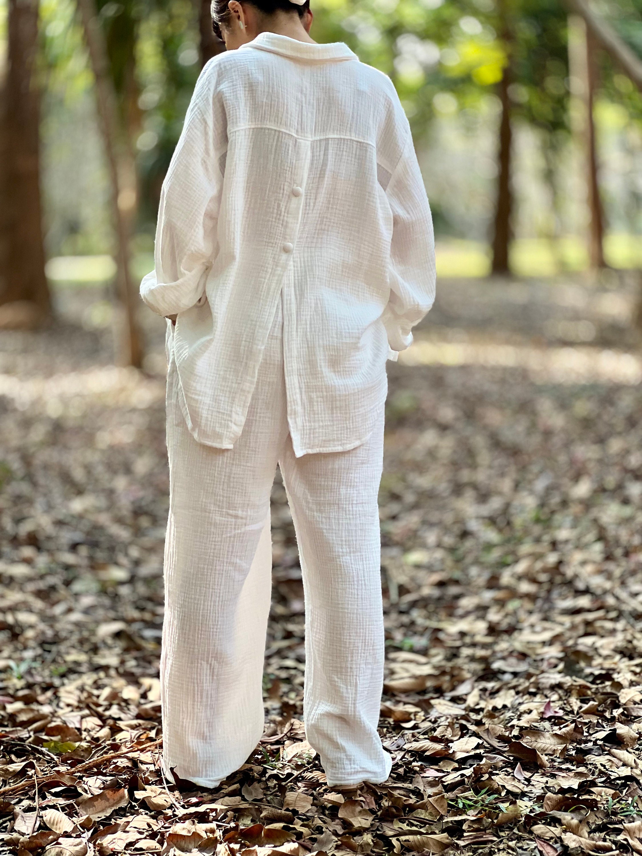 Womens Double Gauze Muslin Top and Pants Set Loungeware - Etsy
