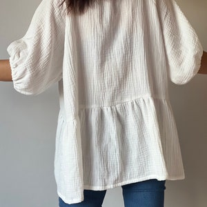 Muslin Double Gauze Loose String-tie Blouse - Etsy