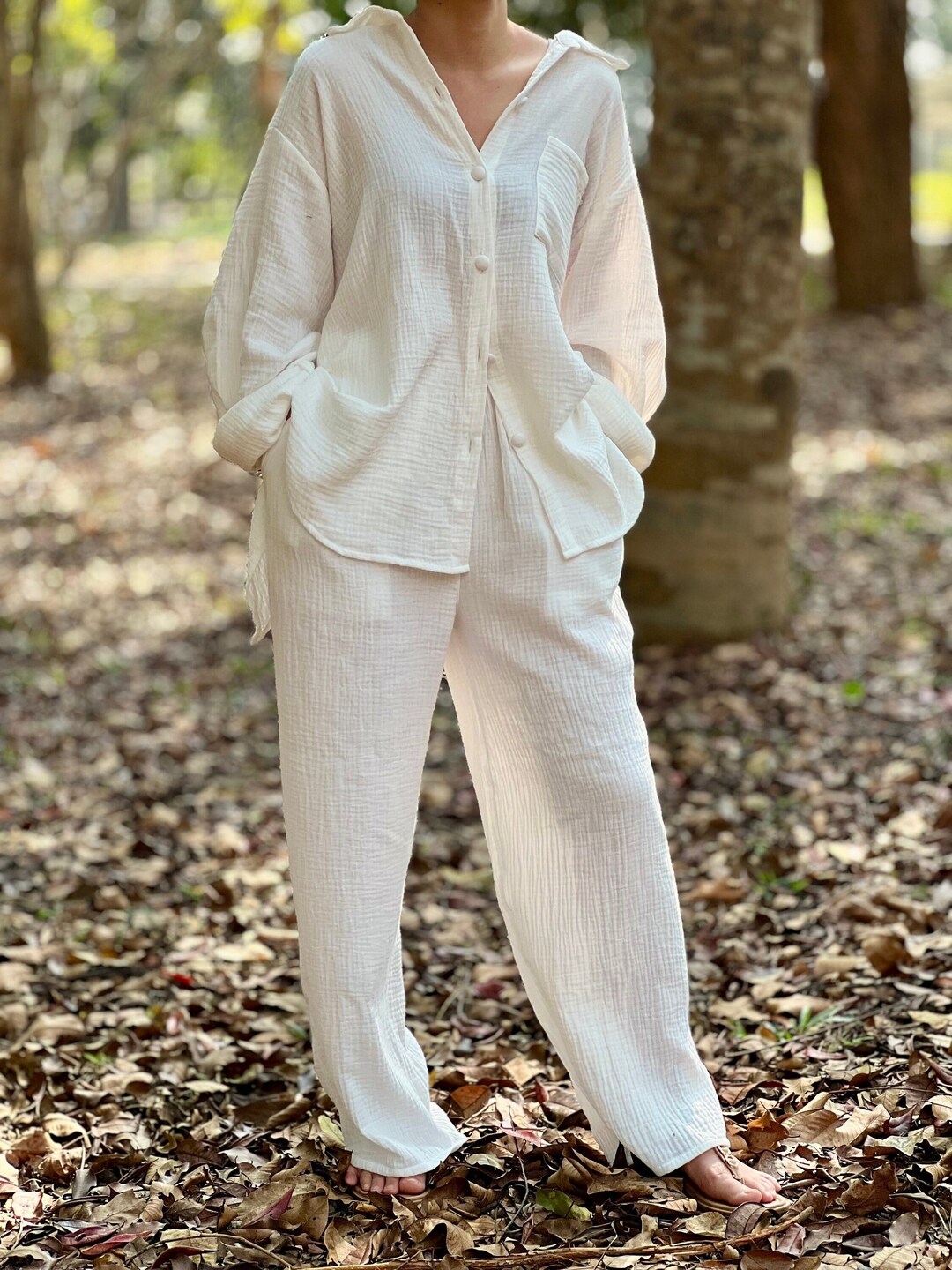 Womens Double Gauze Muslin Top and Pants Set - Loungeware - Etsy