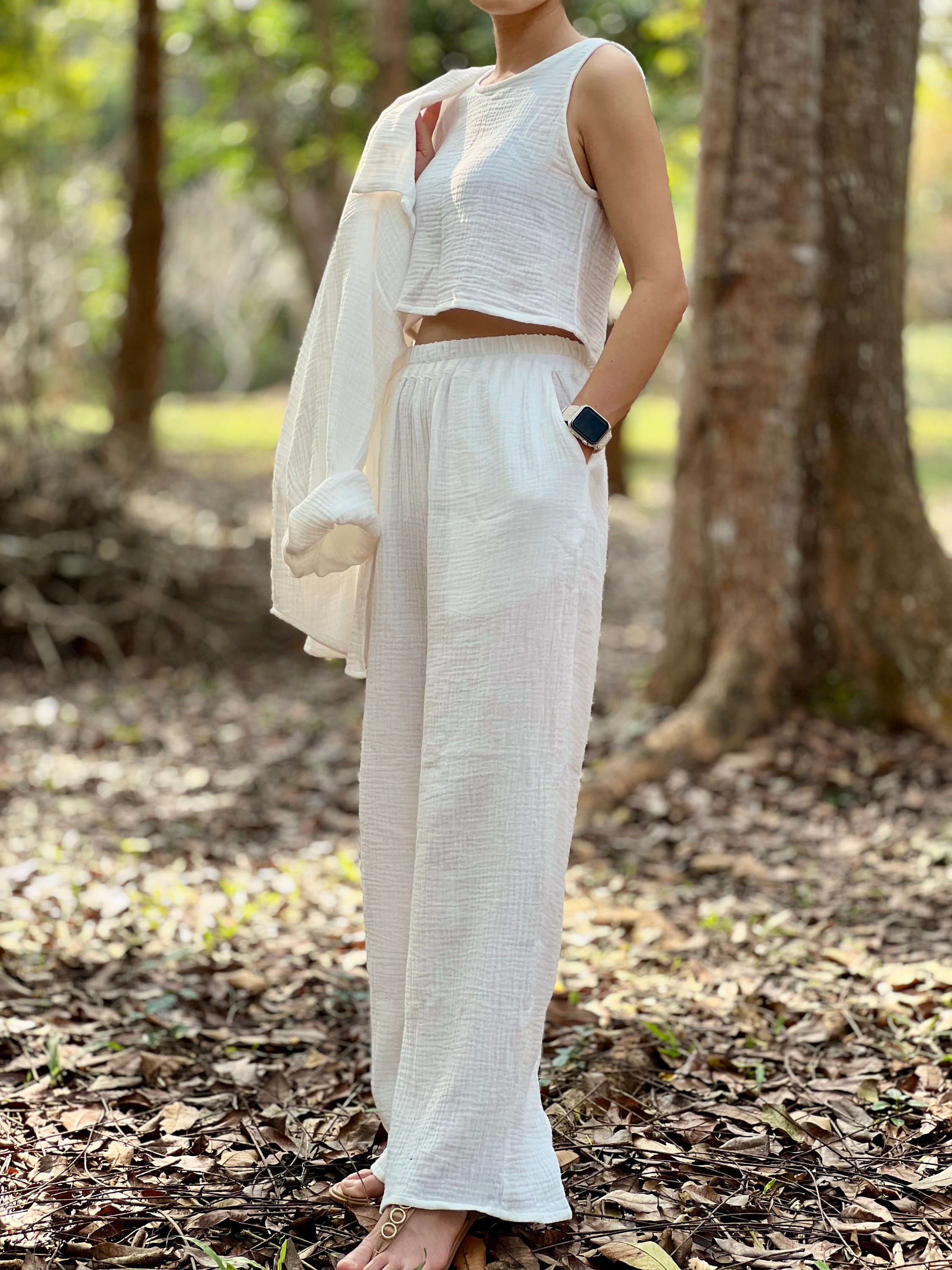 Womens Double Gauze Muslin Top and Pants Set Loungeware - Etsy