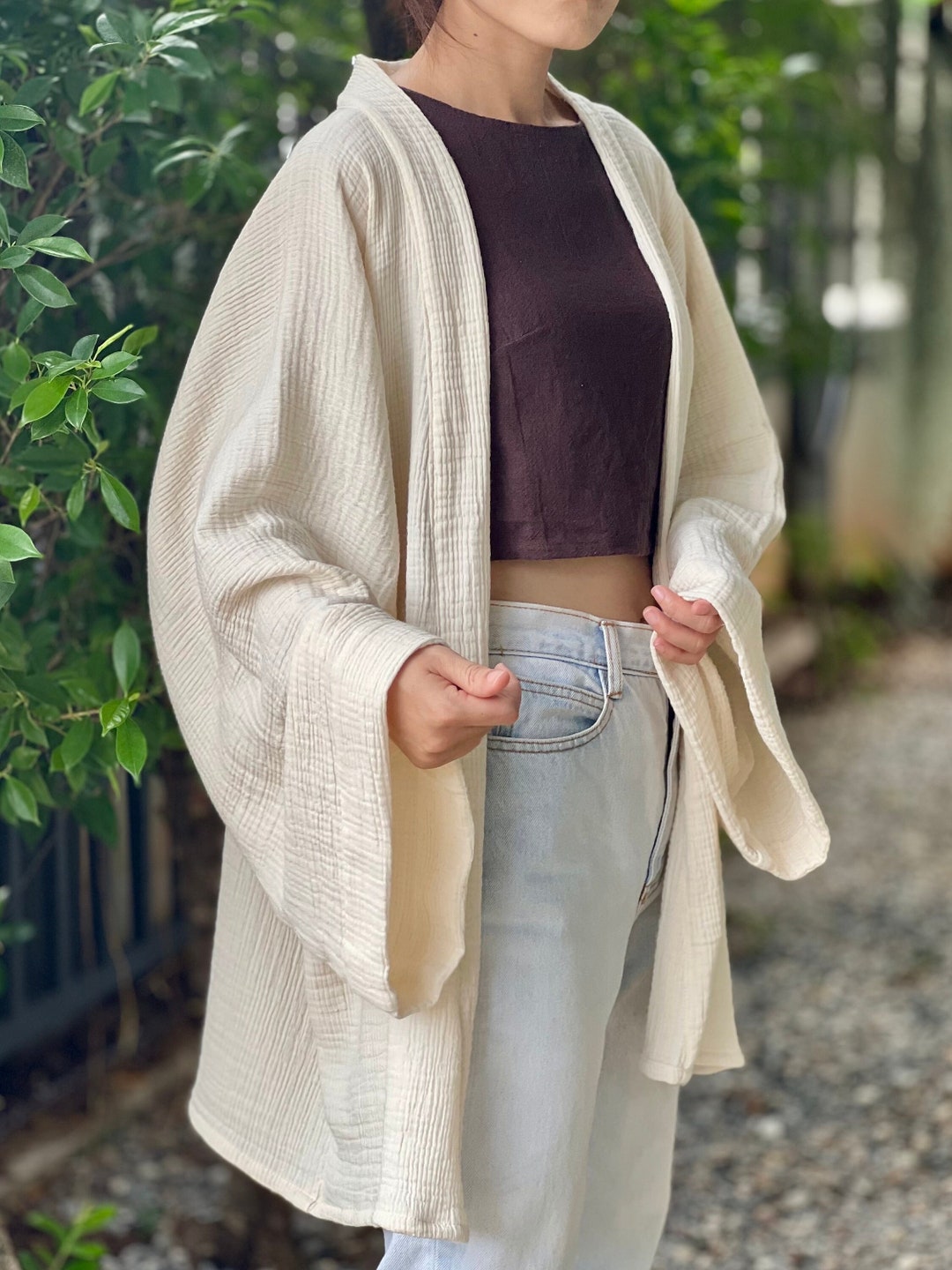 Triple Gauze Kimono | Muslin Kimono Jacket | Beach Cover up | Morning ...