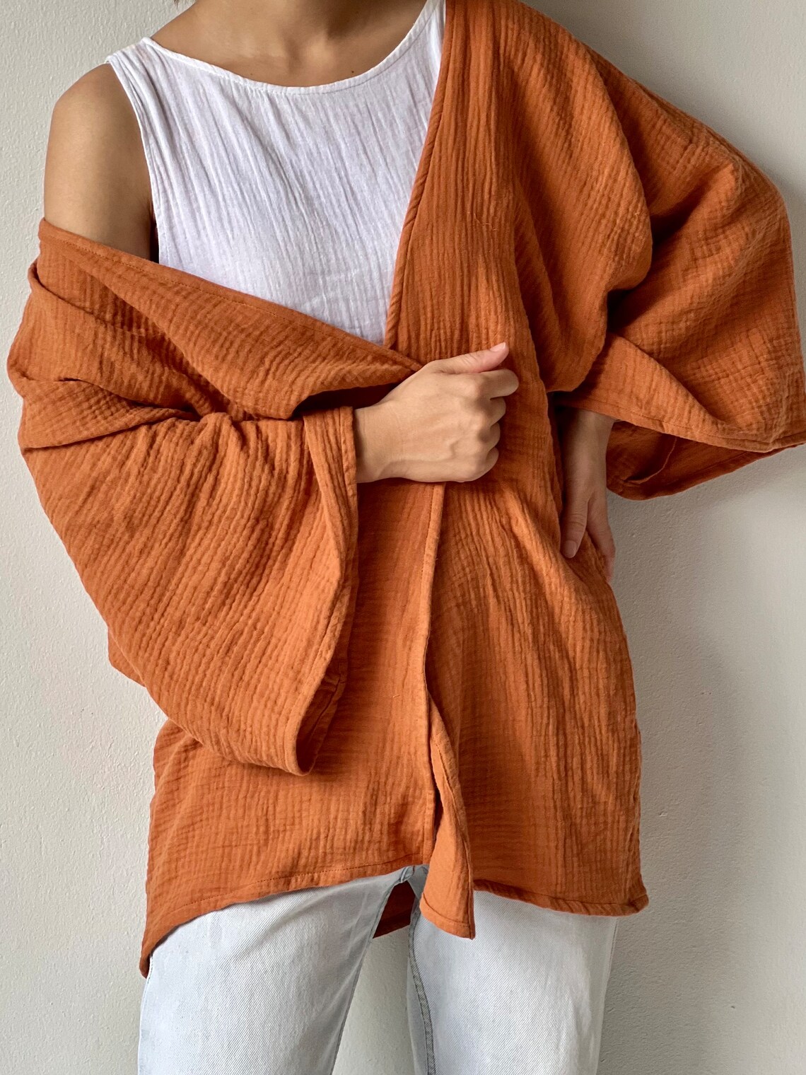 Muslin Double Gauze Cardigan Loose Cover Up - Etsy