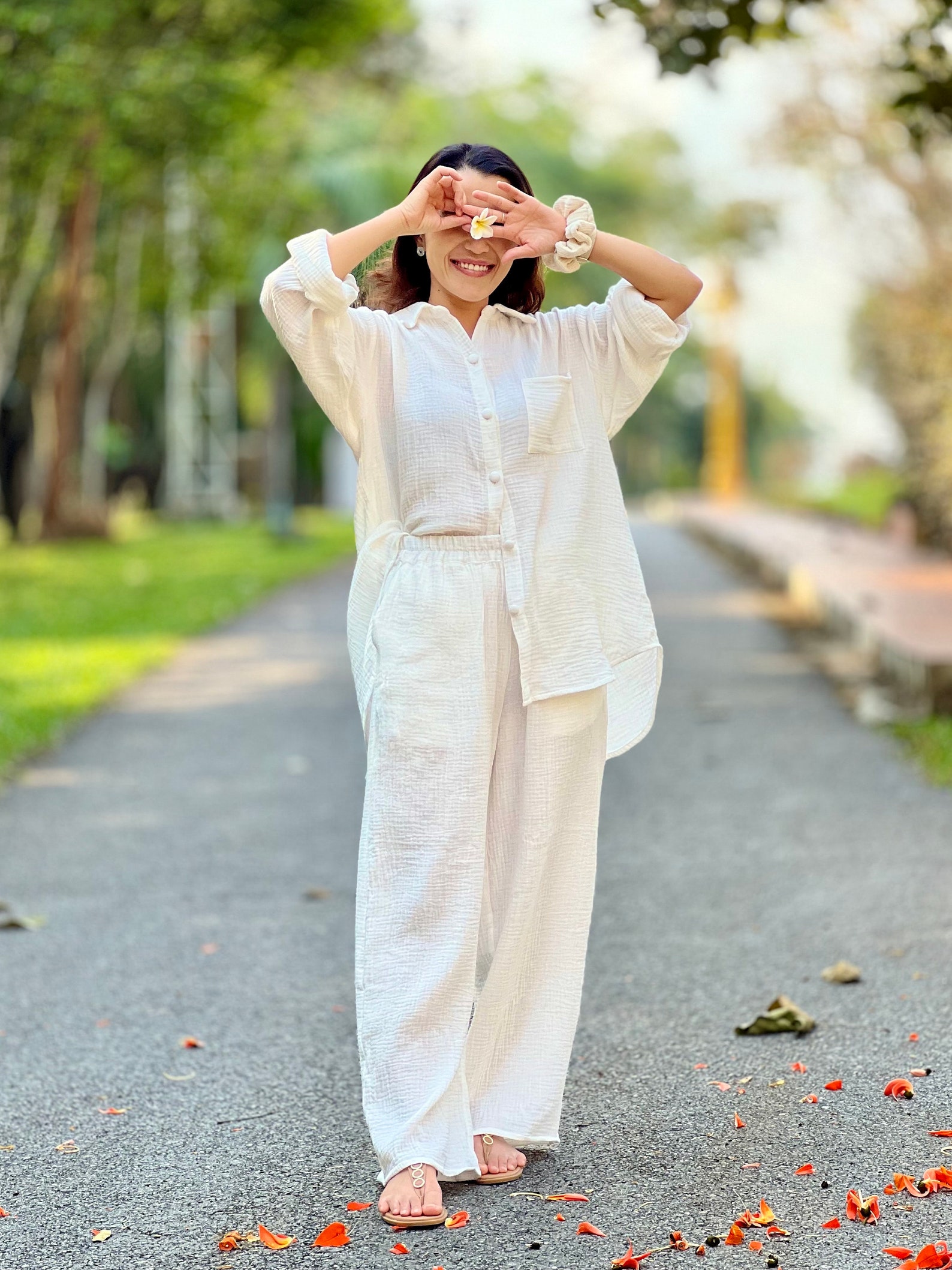 Womens Double Gauze Muslin Top and Pants Set Loungeware - Etsy