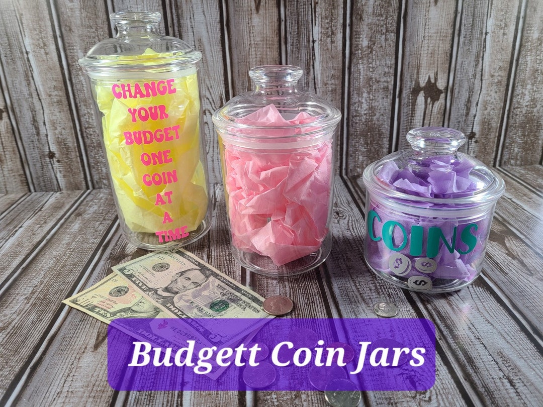 Acrylic Coin Saving Jar, Cash Savings Debt Container, Custom, Savings ...