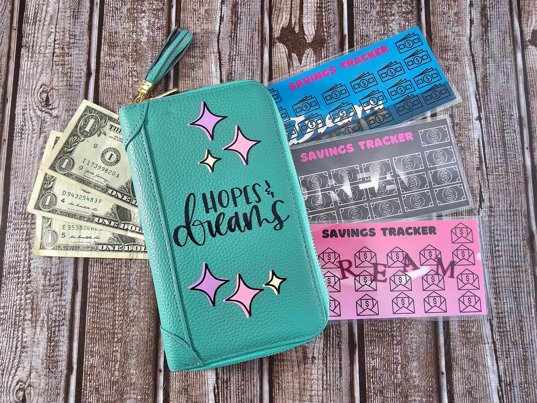 Teal Large Savings Challenge Wallet, Cash Stuffing Money Envelope ...