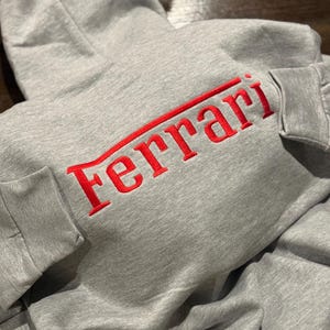 Simplistic Ferrari Embroidered Hoodie, Crewneck, Ferrari, Unique Hand ...