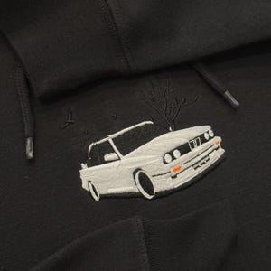 BMW E30 Embroidered Hoodie, E30 Emblem Sweatshirt, Unique Hand ...