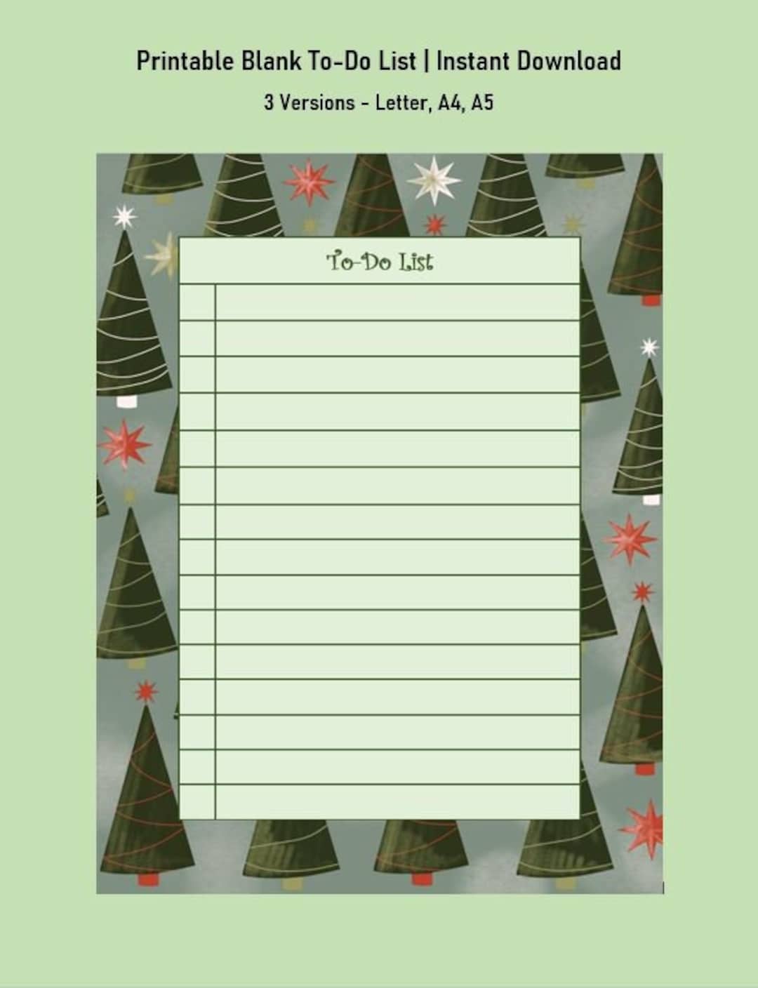 Printable To-do List/checklist || Winter, Christmas Tree || Letter/a4 ...