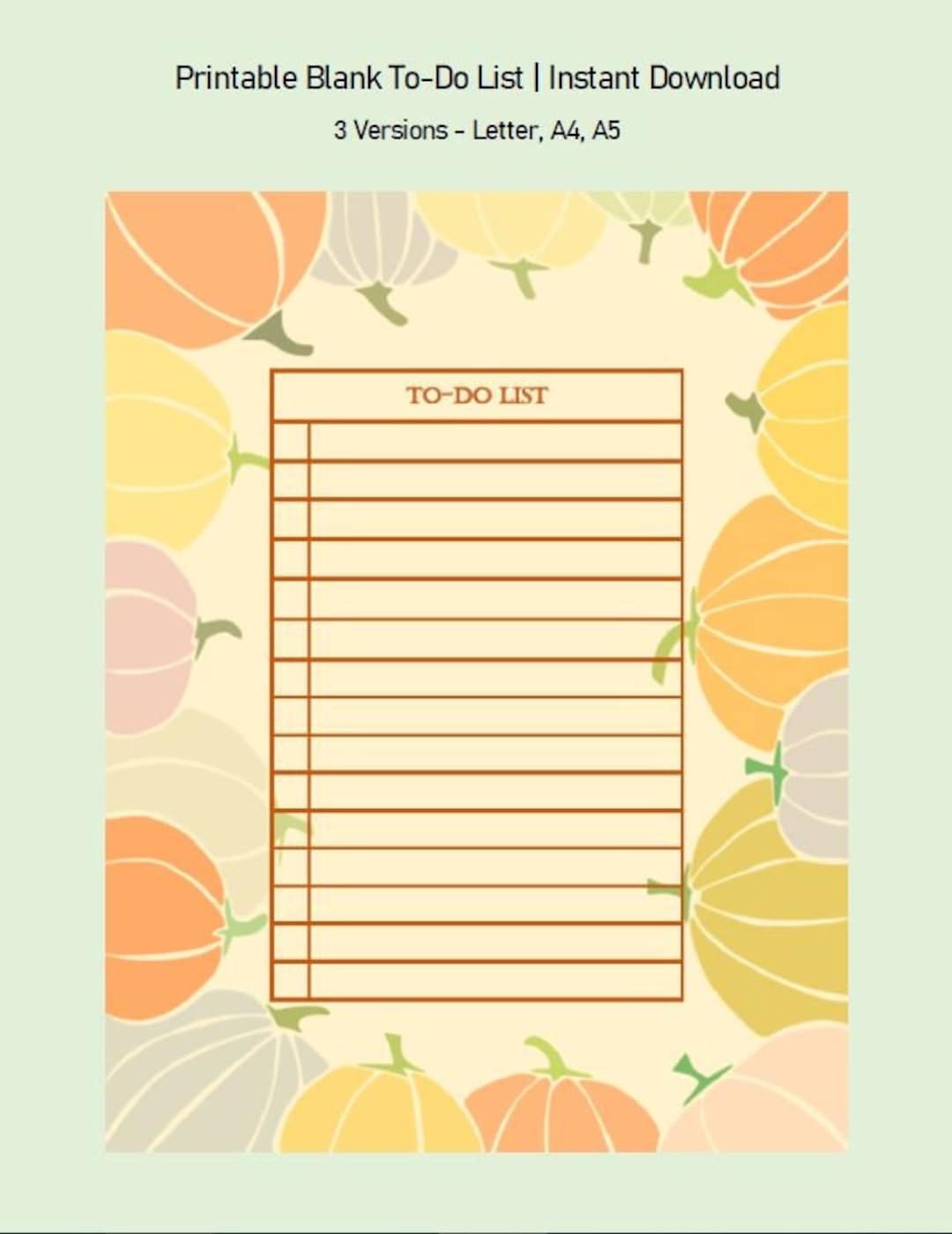 Printable To-do List/checklist || Fall, Autumn, Pumpkin, Thanksgiving ...