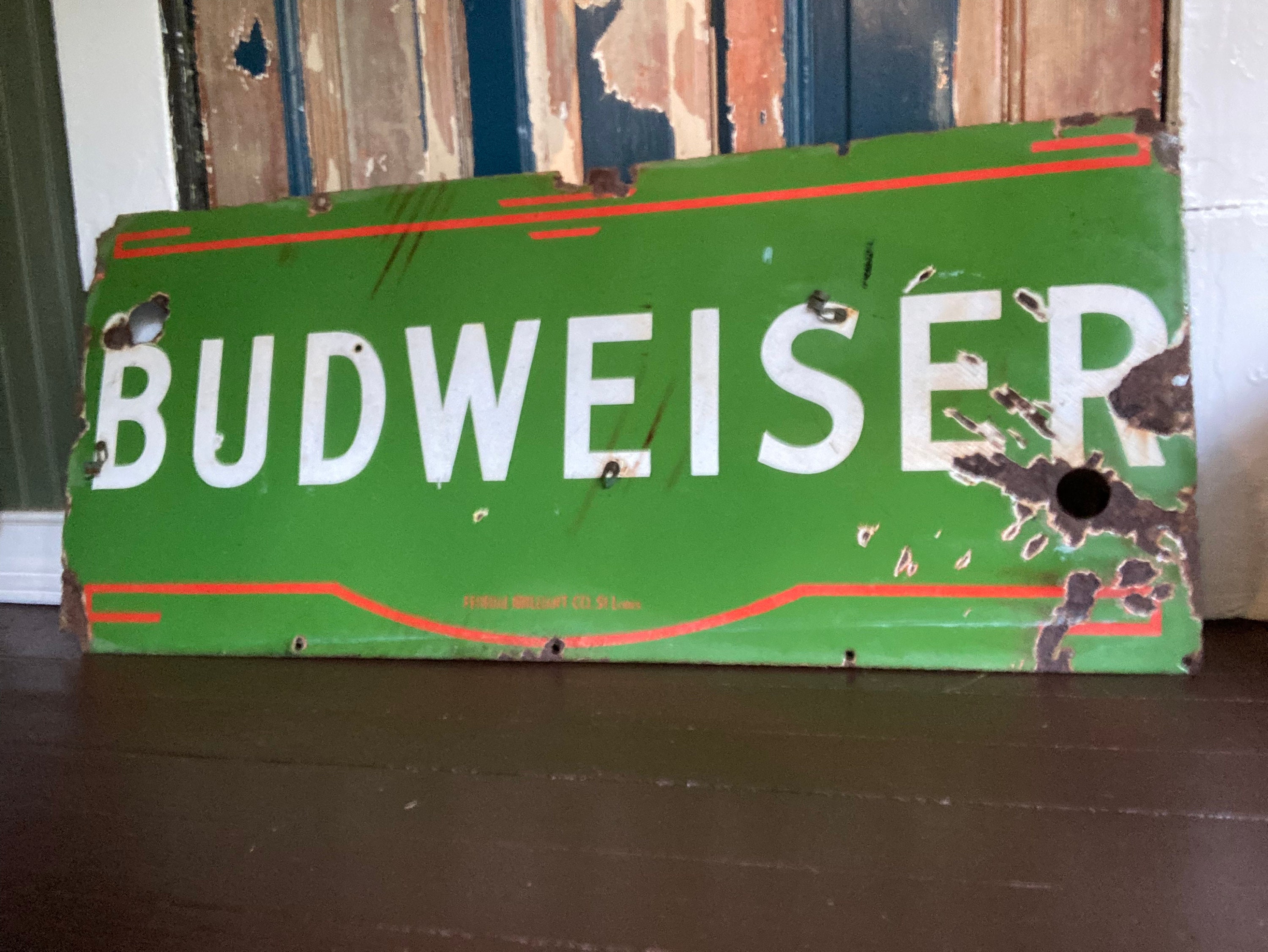 Rare Antique 1940s Metal Green Budweiser Beer Sign - Etsy