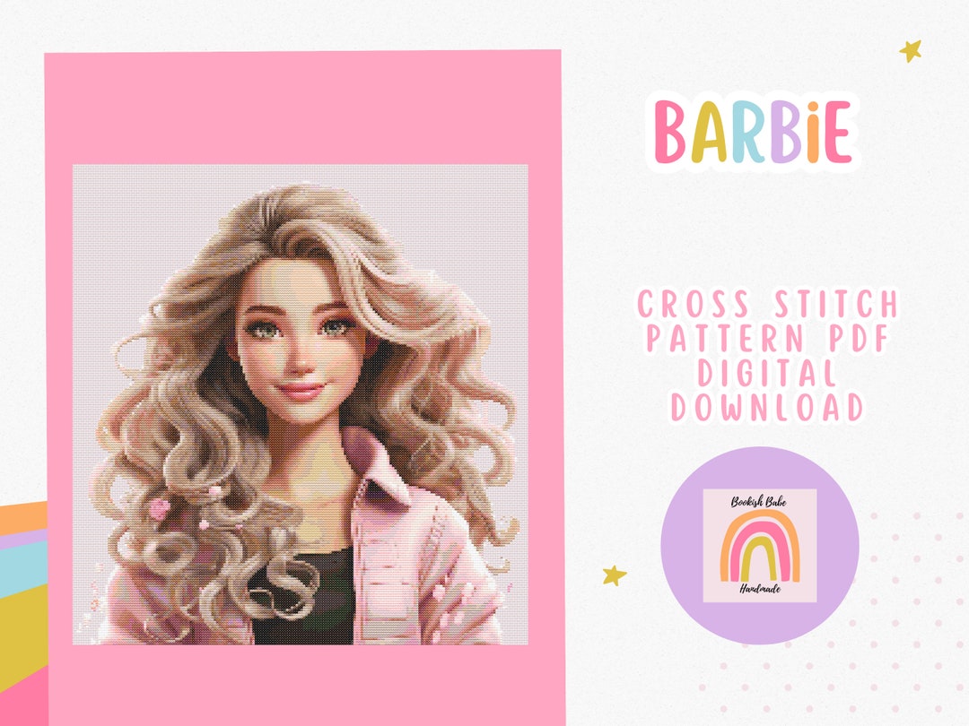 Barbie Cross Stitch Pattern, Barbie Doll Pattern, Pink Barbie Cross ...