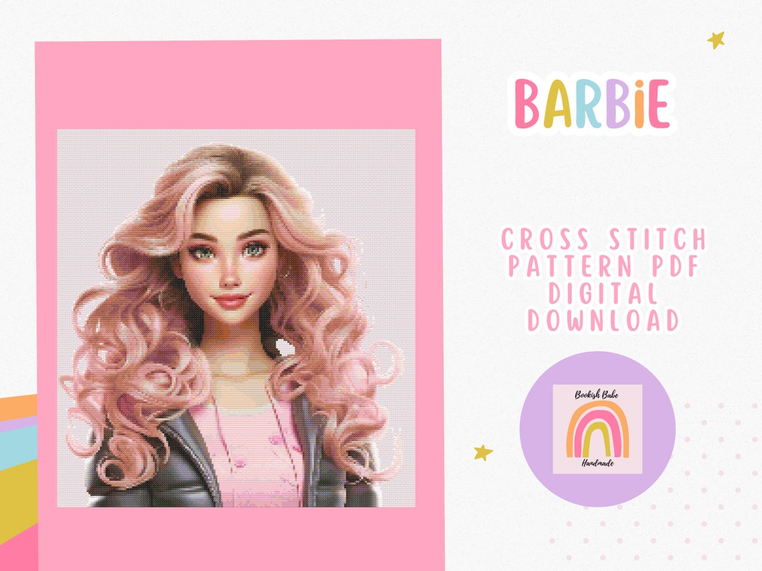 Barbie Cross Stitch Pattern, Barbie Doll Pattern, Pink Barbie Cross ...