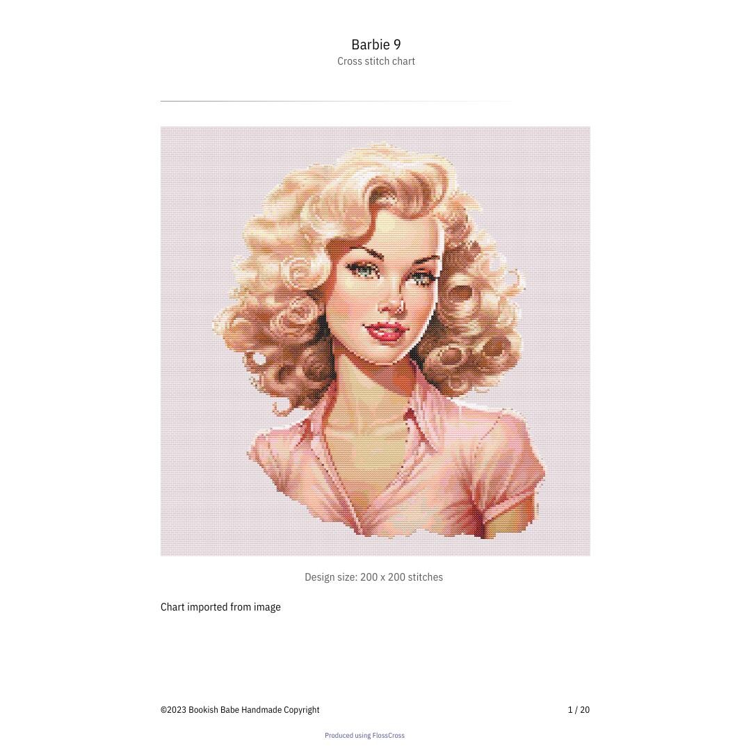 Vintage Barbie Cross Stitch Pattern, Barbie Doll Pattern, Pink Barbie ...
