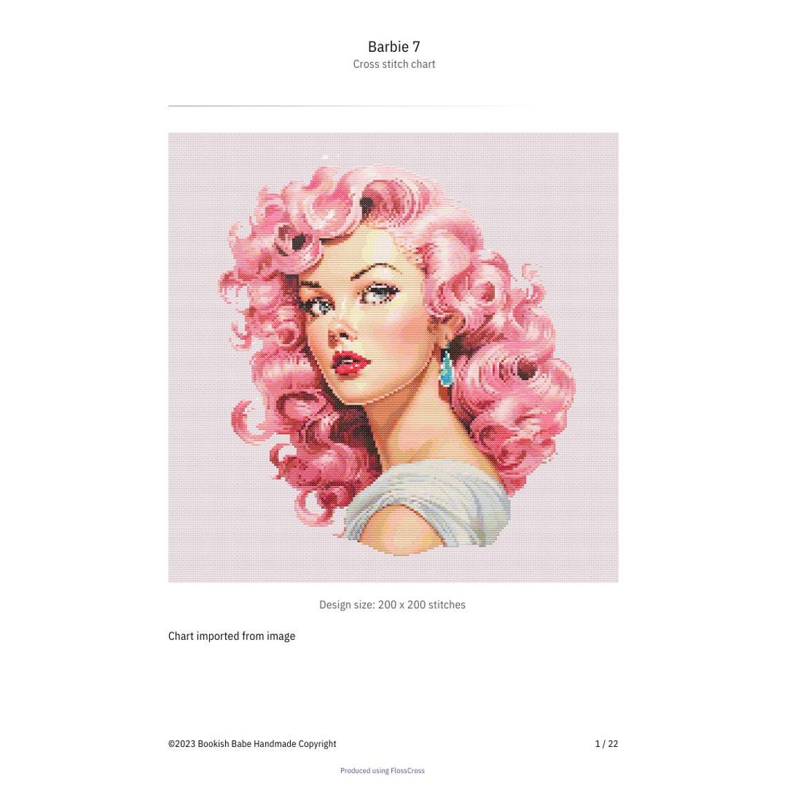 Vintage Barbie Cross Stitch Pattern, Barbie Doll Pattern, Pink Barbie ...